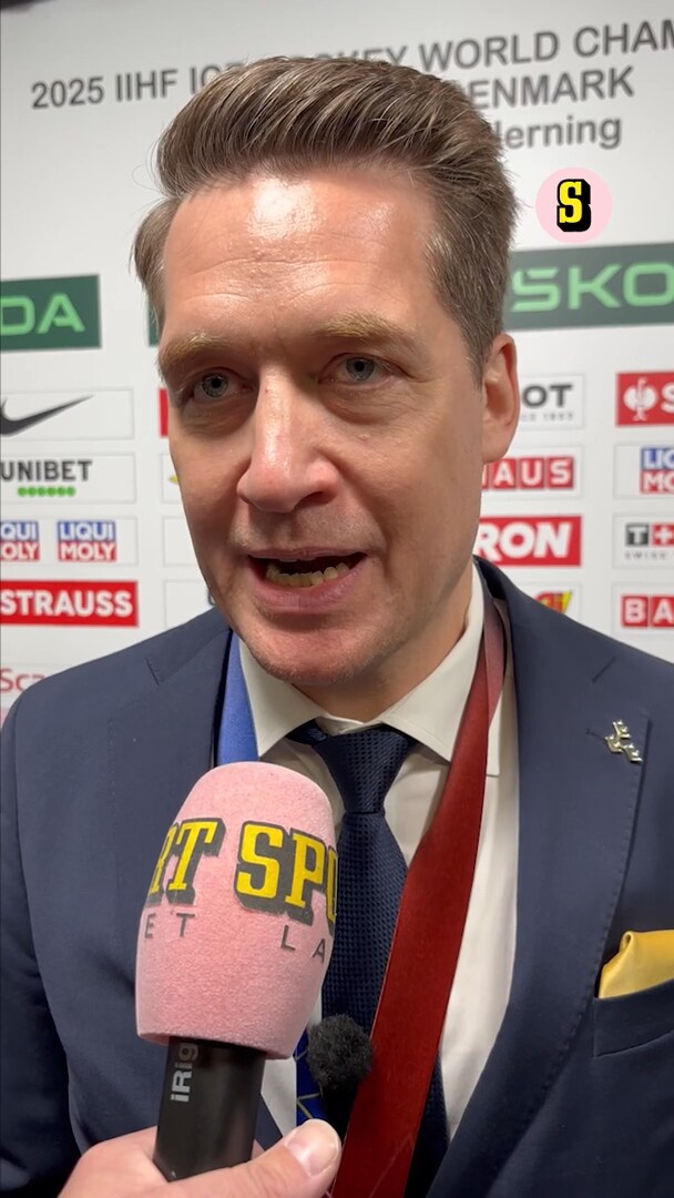 Sam Hallam efter bronsmatchen mellan Sverige och Danmark i hockey-VM ...